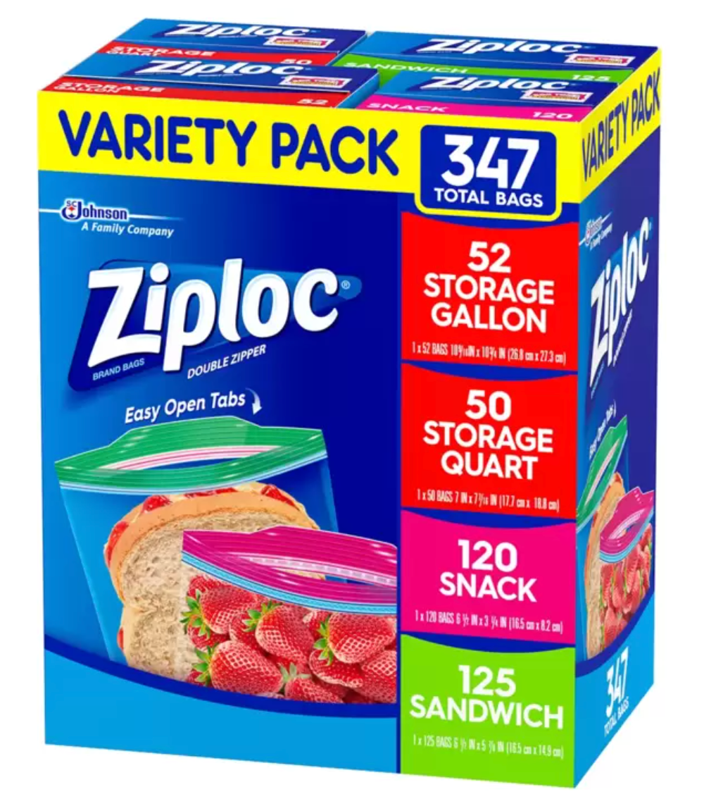 Ziploc Paquete Surtido de Bolsas 347 piezas - KOZ – MayoreoTotal