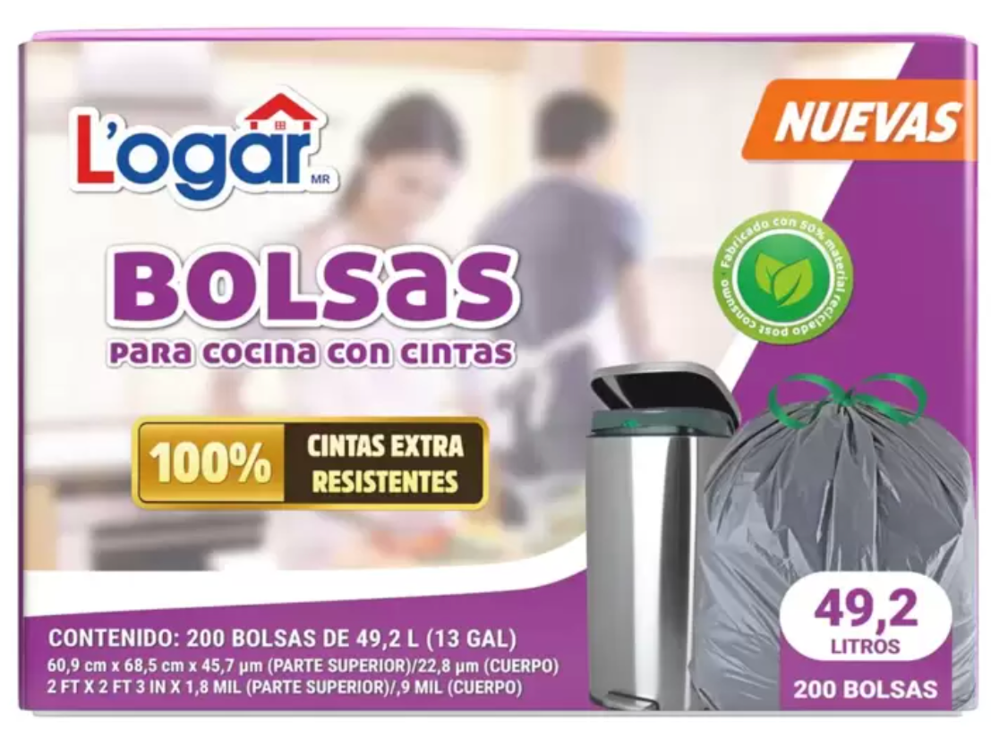 Logar Bolsas Para Basura 200 pzas de 49.2 L - KOZ – MayoreoTotal