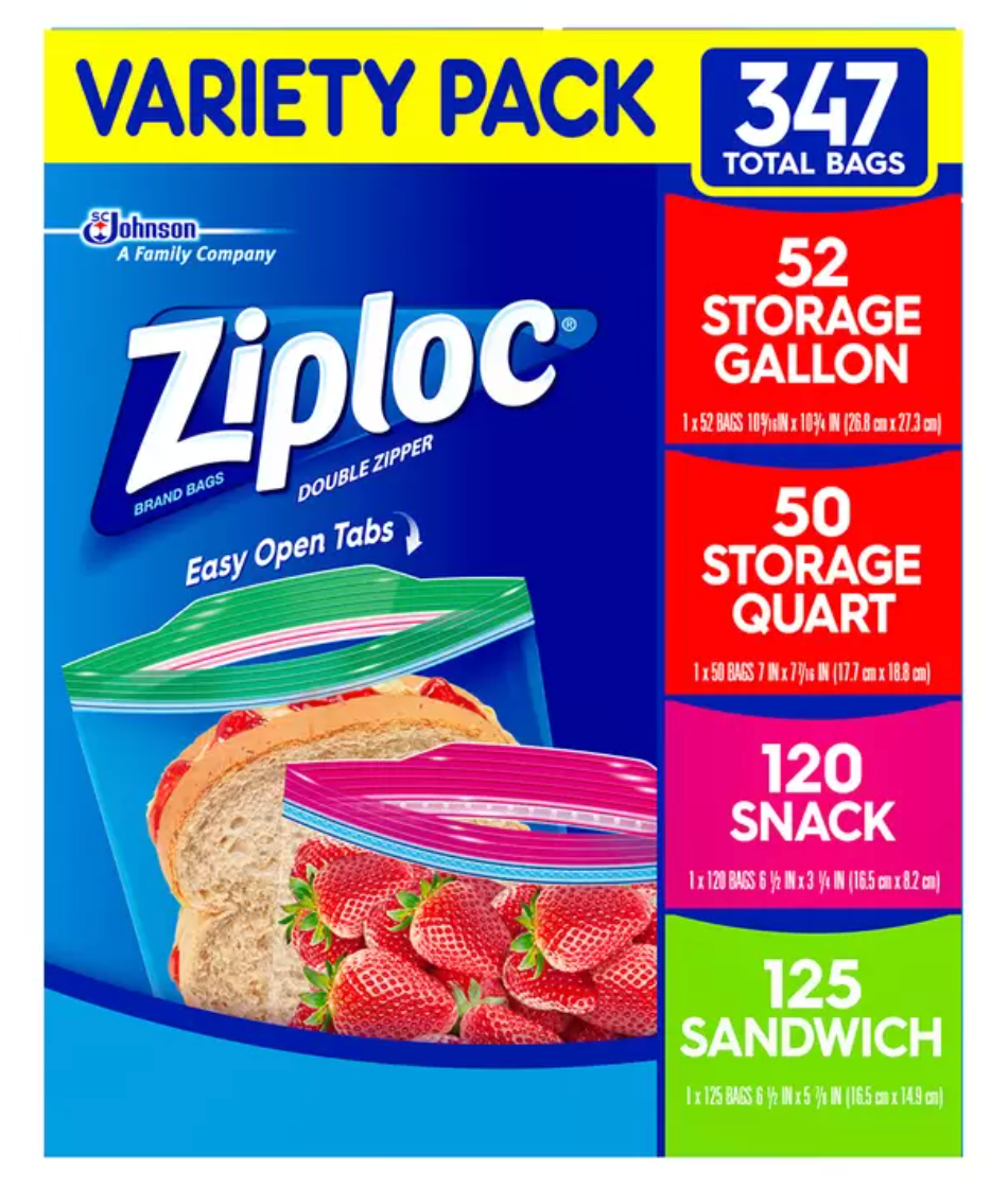 Ziploc Paquete Surtido de Bolsas 347 piezas - KOZ – MayoreoTotal