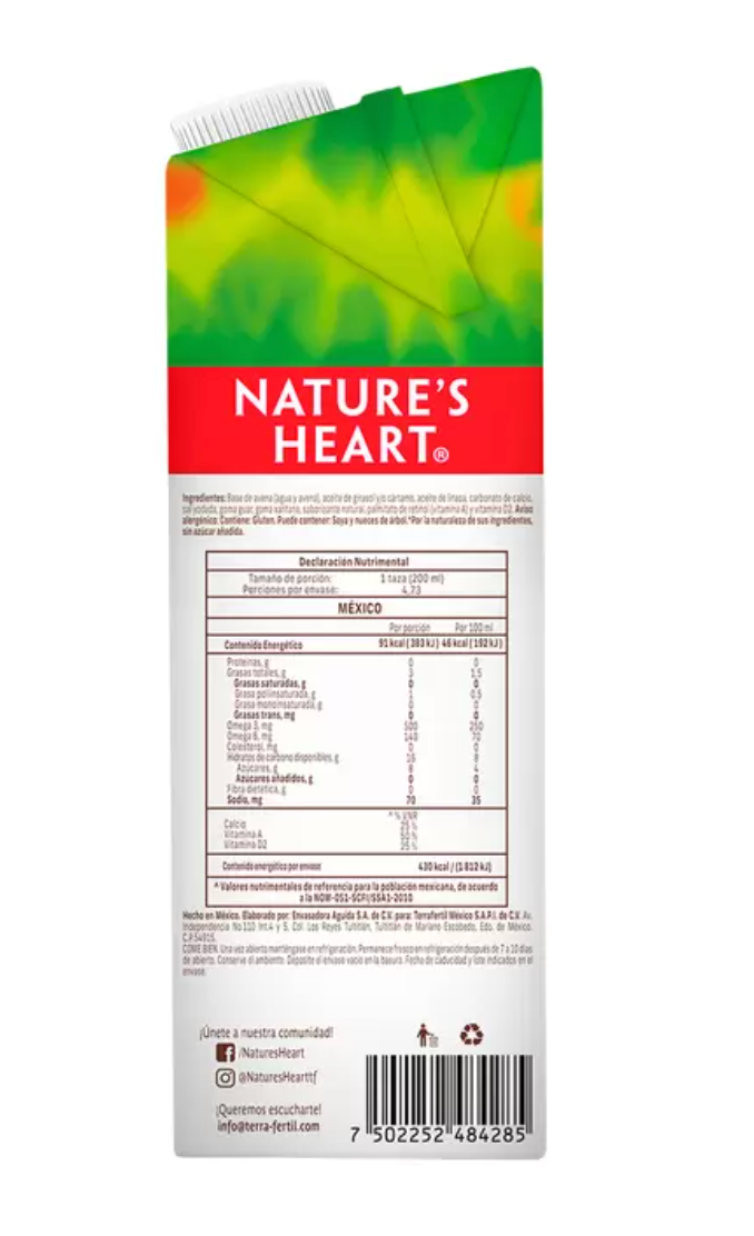 Nature's Heart Bebida de Avena y Linaza 6 de 946 ml - KOZ – MayoreoTotal
