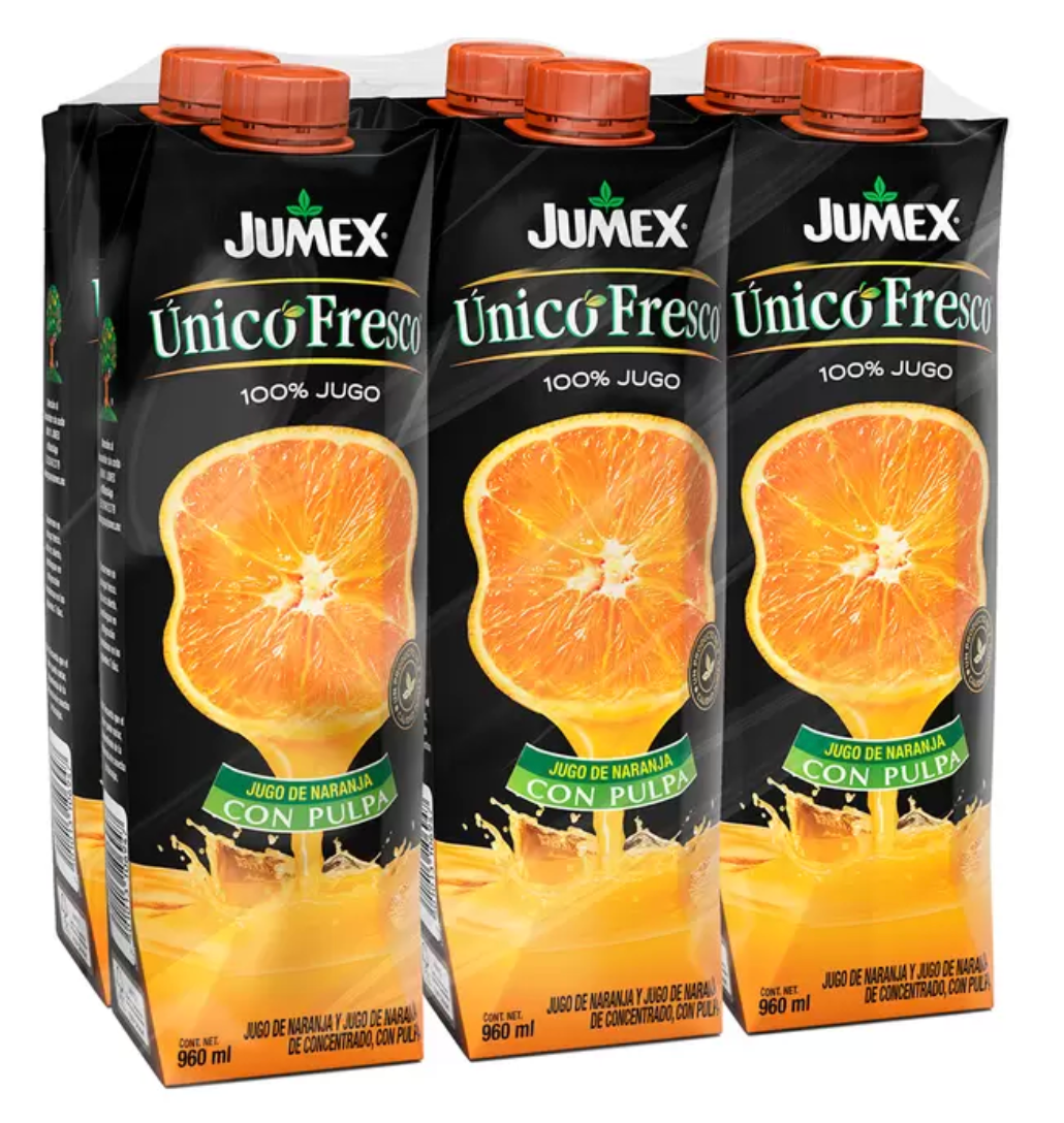 Jumex Único Fresco Jugo de Naranja 6 piezas de 960 ml - KOZ – MayoreoTotal