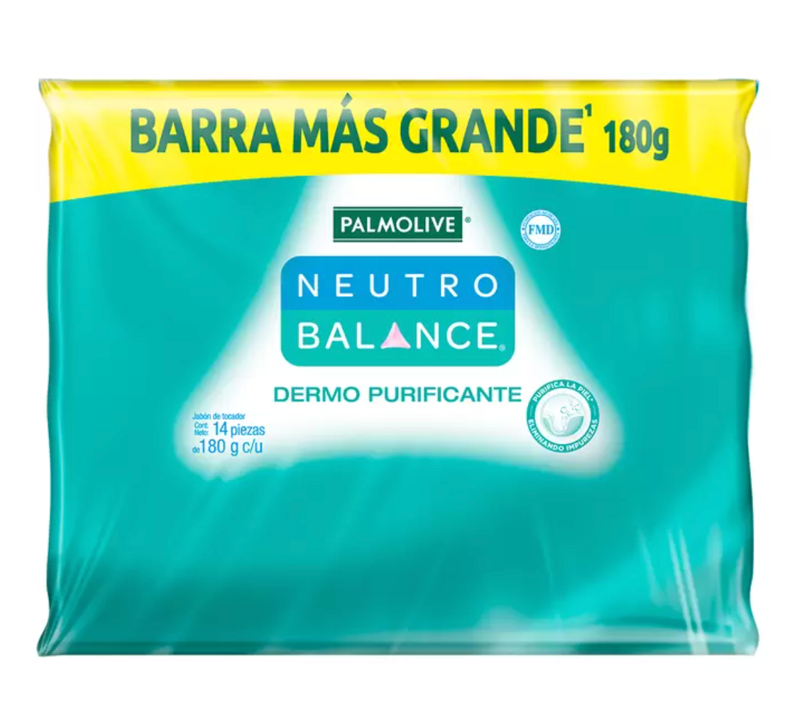 Palmolive Jabón Neutro Balance Dermo Purificante 14 piezas de 180 gr ...