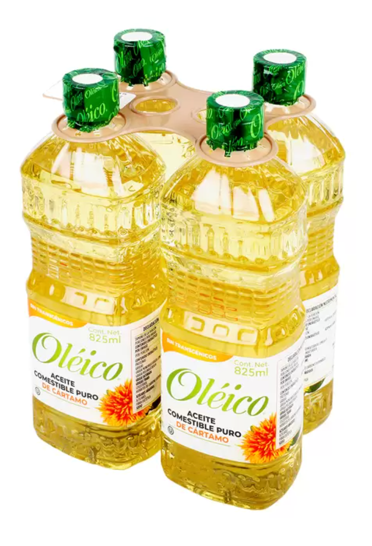 Oléico Aceite Comestible Puro de Cártamo 4 piezas de 825 ml - KOZ ...