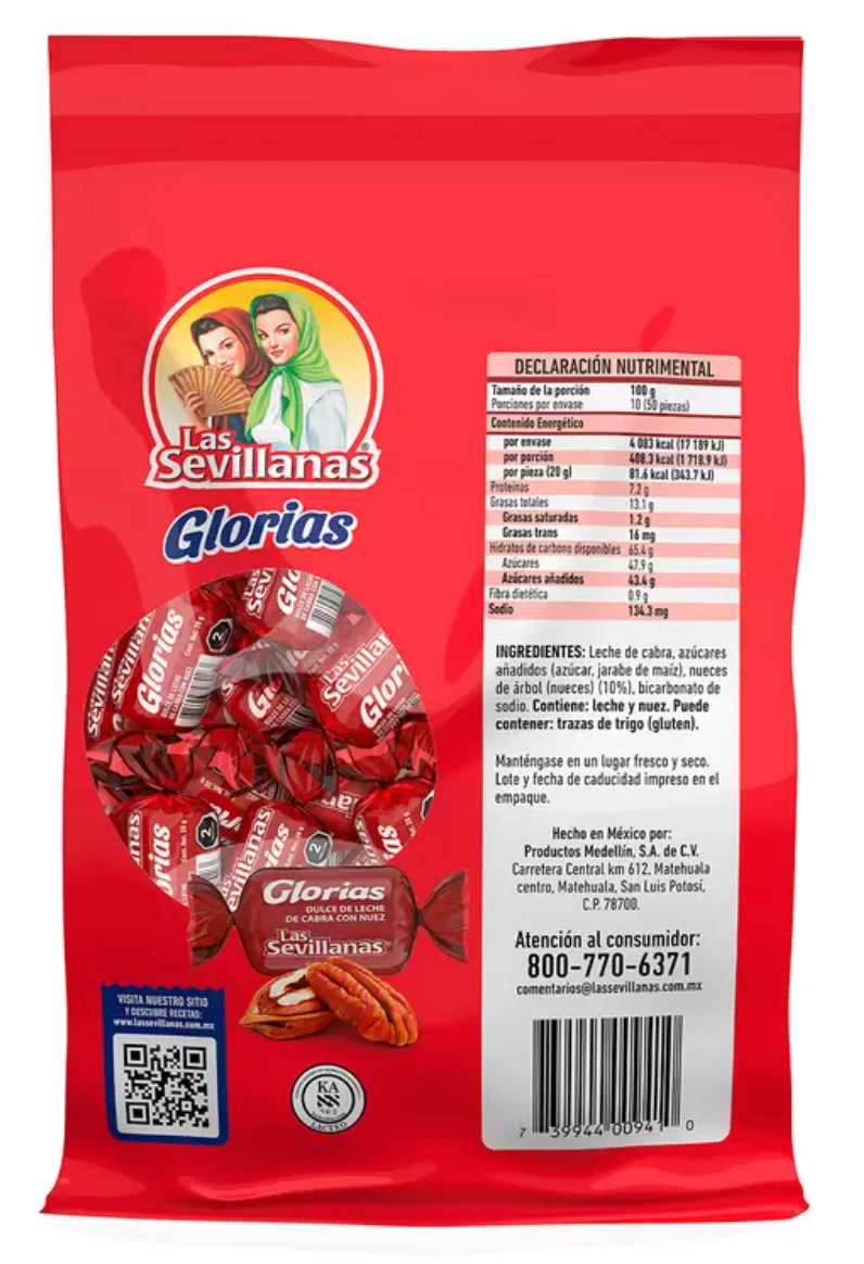Las Sevillanas Glorias con Nuez 50 pzas de 20 grs - KOZ – MayoreoTotal