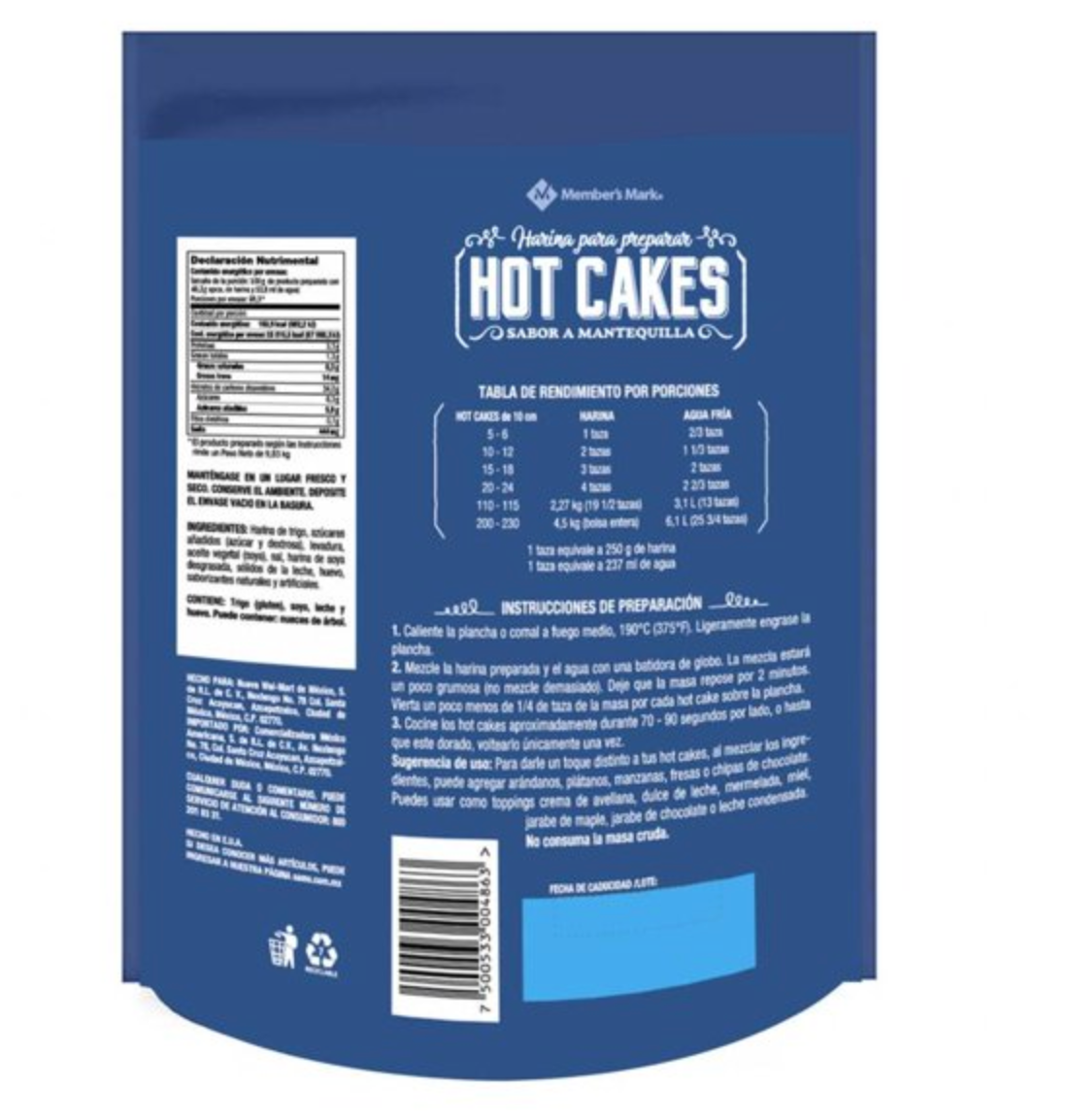 Harina Member's Mark para Hot Cakes Sabor Mantequilla 4.54 kg -ZK ...