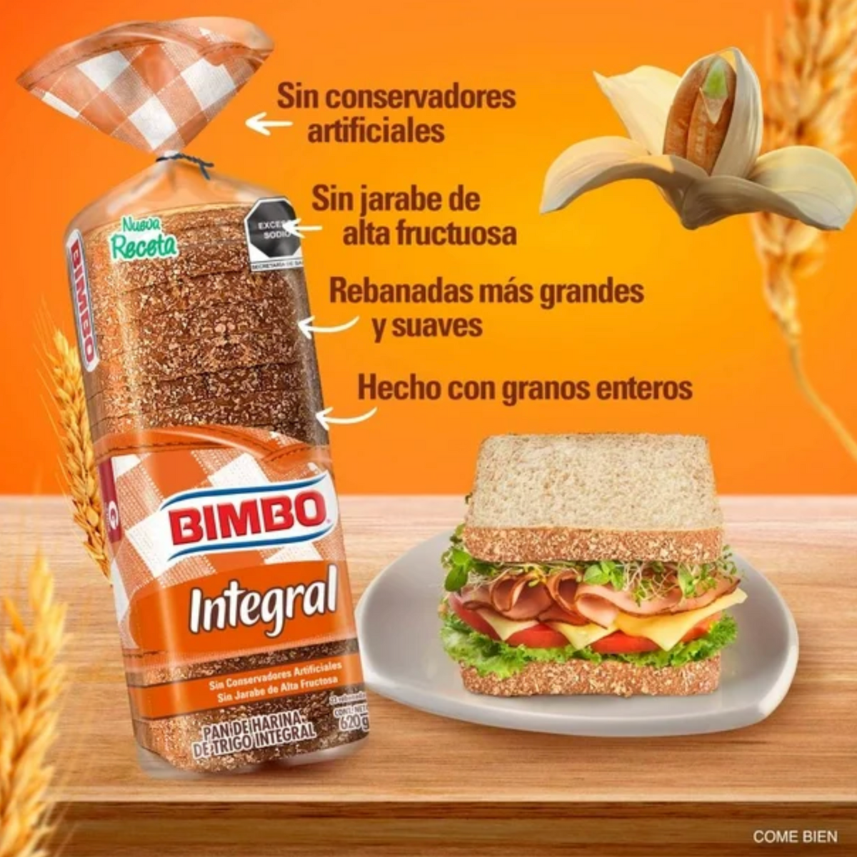 Pan de Caja Bimbo Integral 620 g -ZK – MayoreoTotal