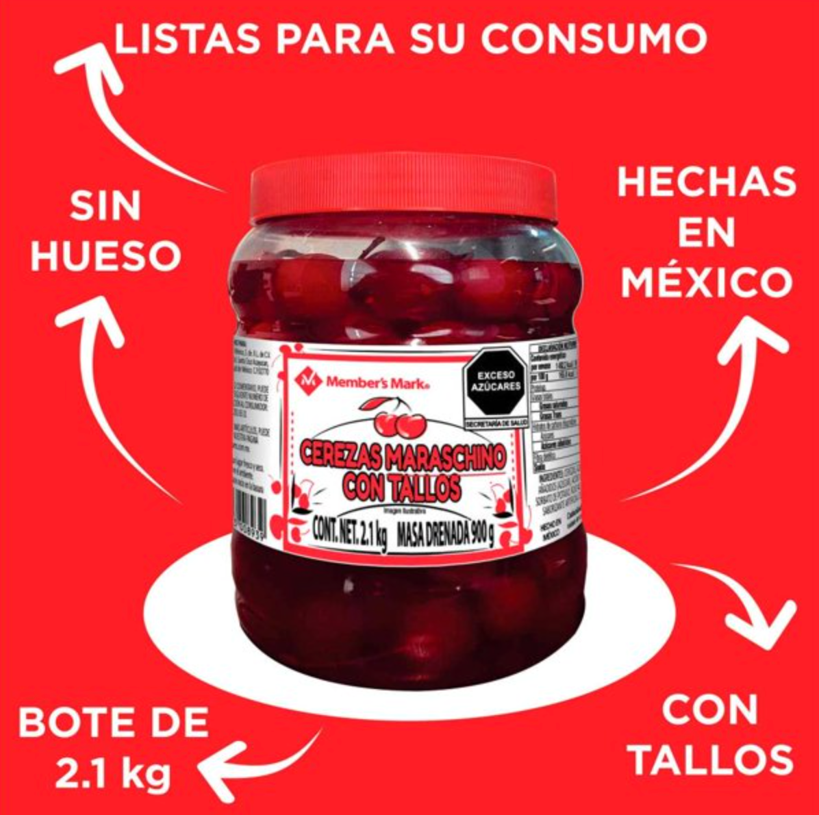 Cerezas con Tallos Member's Mark Maraschino 2.1 k -ZK – MayoreoTotal