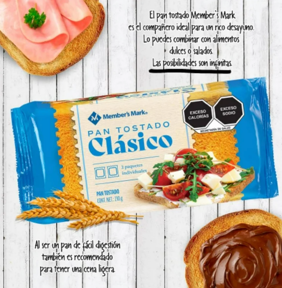 Pan Tostado Member's Mark Clásico 2 pzas de 210 g c/u -ZK – MayoreoTotal